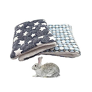 Bunny Warm Bed Mat Soft 20.1"x12.2" Hamster Plush Pad Small Animal Winter Sleep Bedding Mat Washable Bed House Nest Accessories for Bunny Hamster Guinea Pig Squirrel Hedgehog Chinchilla(2pcs)