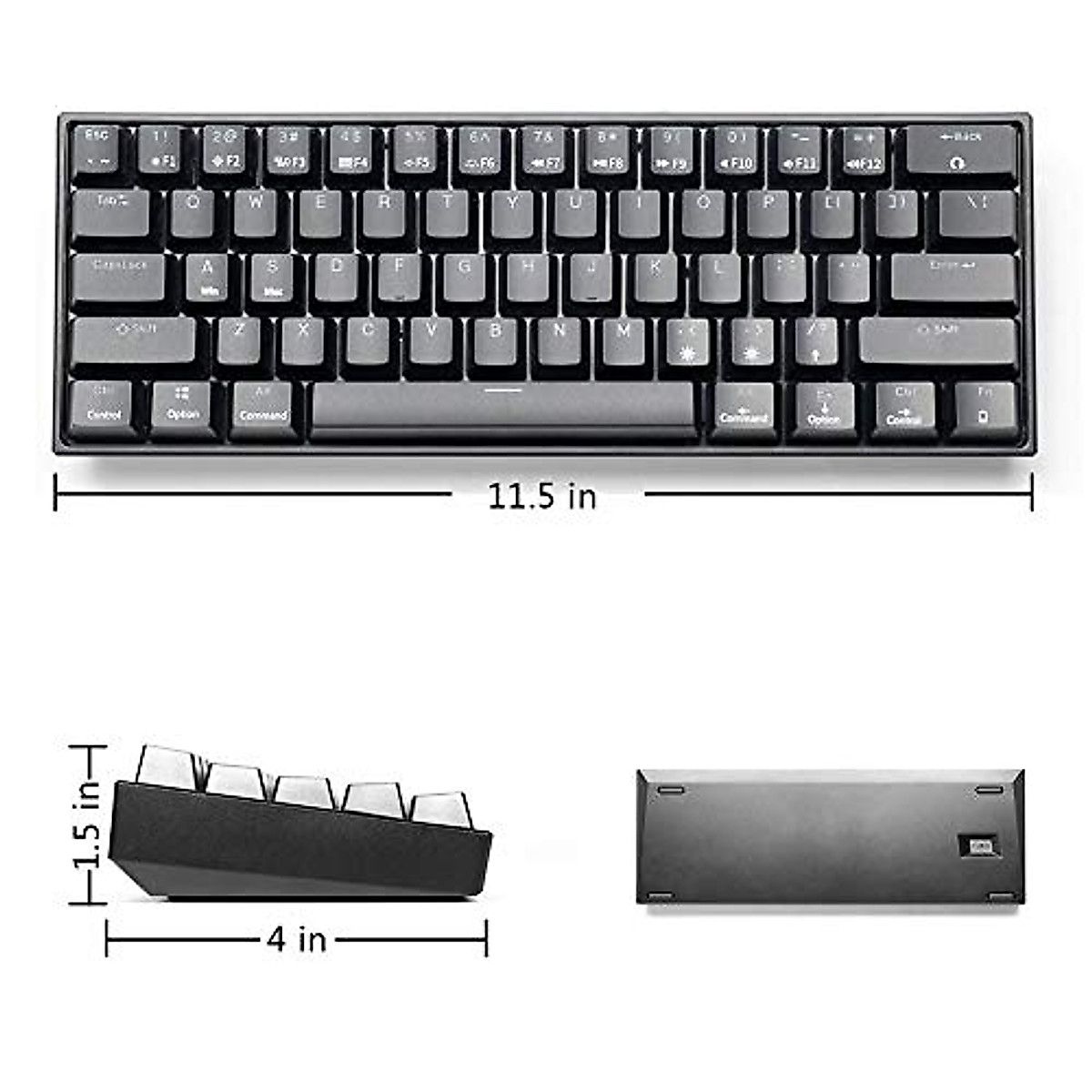 VELOCIFIRE Wireless Bluetooth Mechanical Keyboard, M1 TKL61WS 61-Key 60% Tactile Red Switch Mini Portable Mechanical Keyboard with Ice Blue Backlit, Compatible with Mac OS and Windows OS(Black)