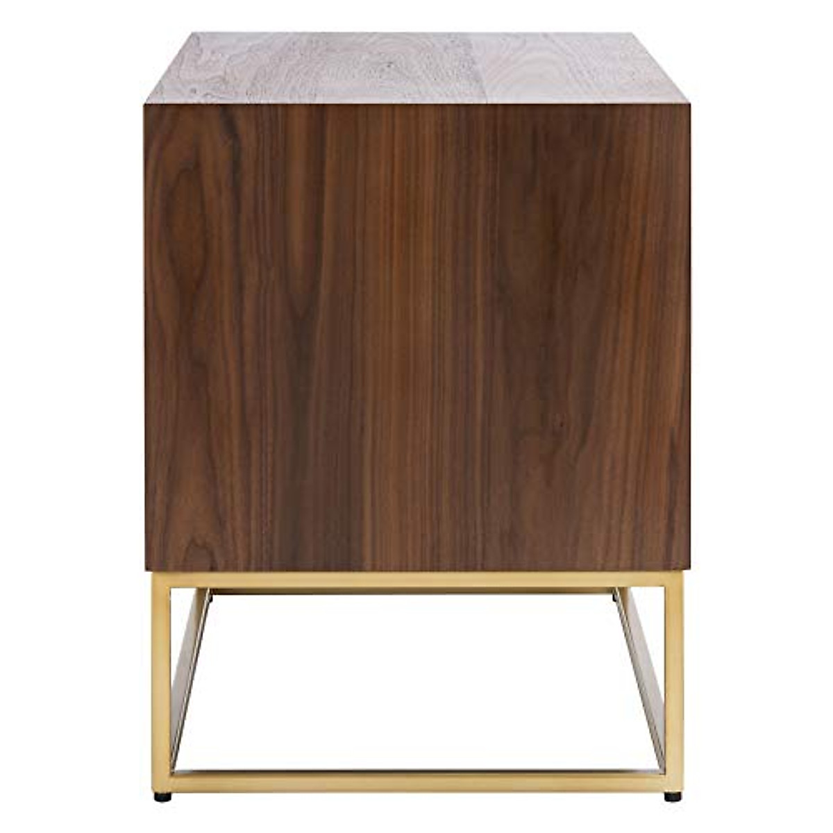Safavieh Couture Home Collection Adelyn 2-Drawer Nightstand, Walnut/Gold