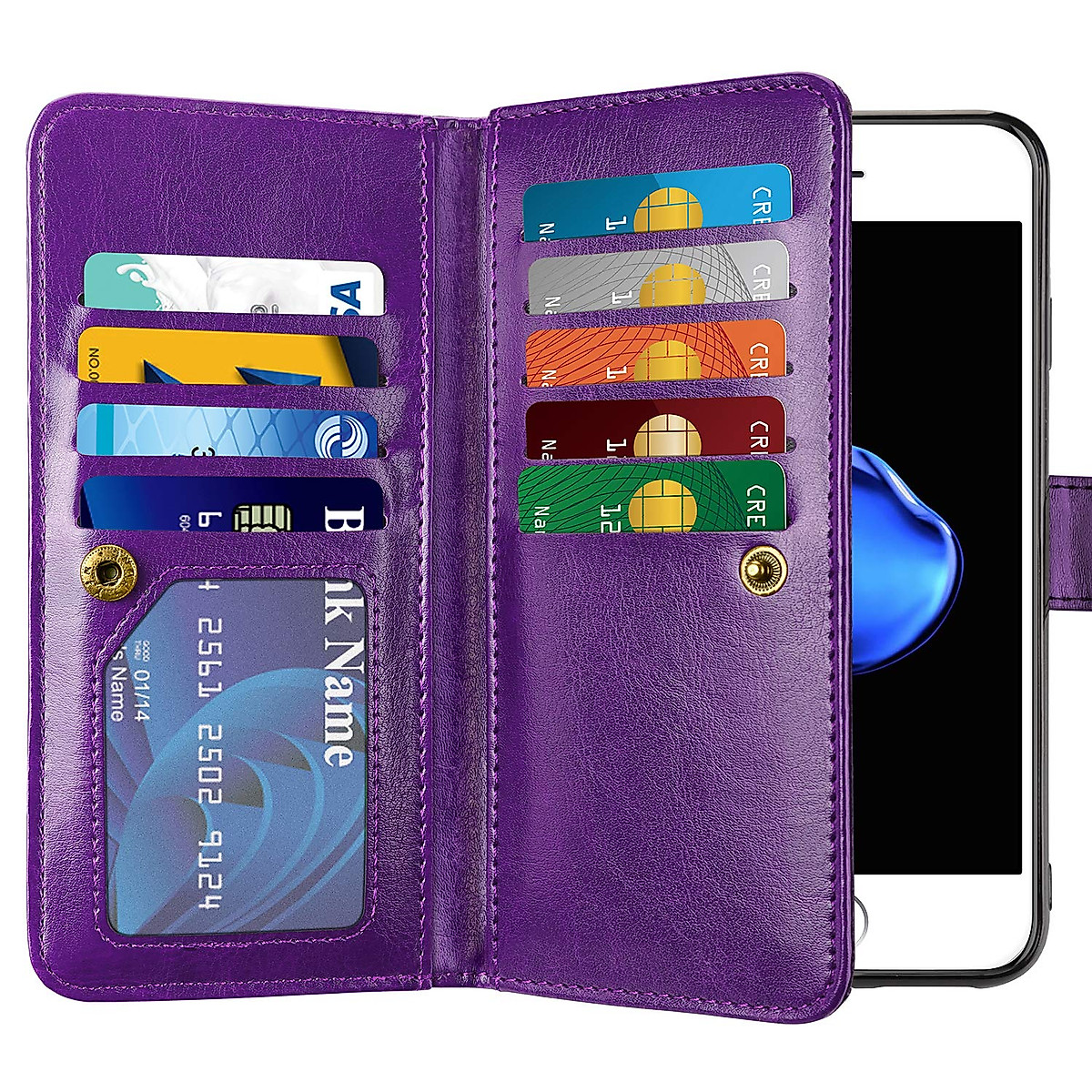 Vofolen 2-in-1 Case for iPhone 8 case iPhone 7 SE 2020 Wallet Card Holder Slot Detachable Strap Protective Slim Hard Shell Magnetic PU Leather Folio Pocket Flip Cover for iPhone 7 8 SE2 Mandala Purple