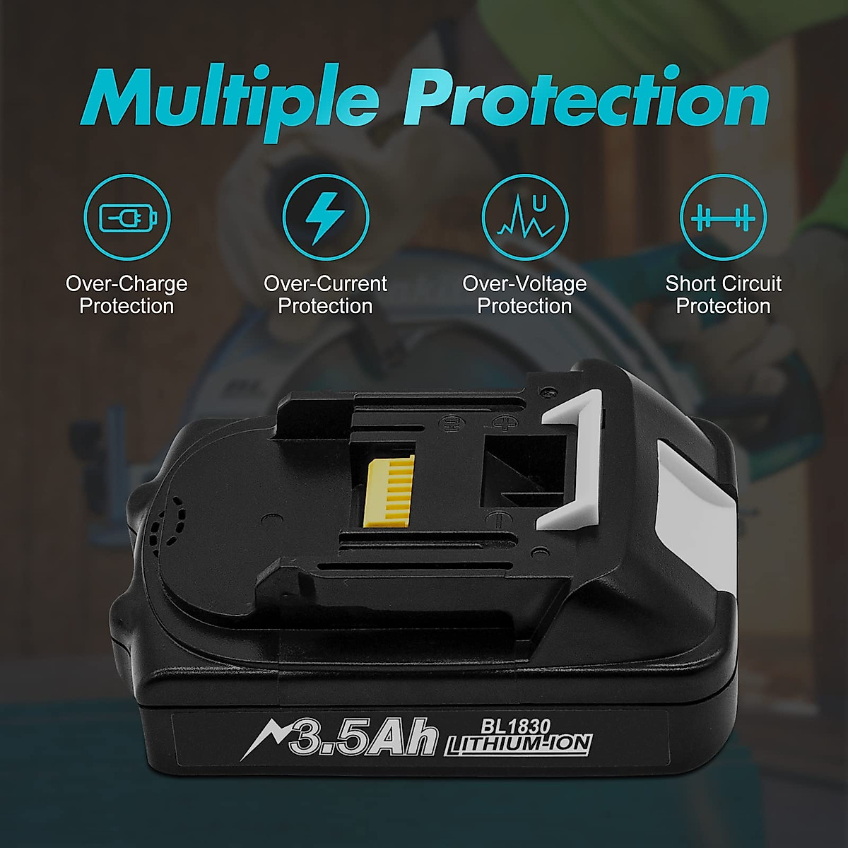 Bonadget 1Pack 3.5Ah 18V Replacement Battery for Makita and 14.4V-18V Battery Charger Combo for Makita LXT 18Volt Battery and Charger BL1860 BL1830 BL1850 BL1815N BL1840 BL1830B BL1860B Tools Battery