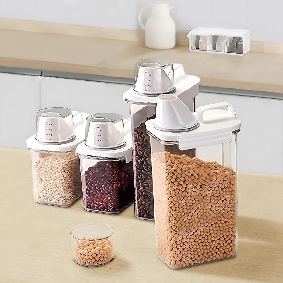 XhOSLAnd Cereal Containers Storage Cereal Dispenser For Pantry Organization BPA Free Food Containers With Lid, Meal Rrep Containers Reusable (ZL-4pcs), XH20240322