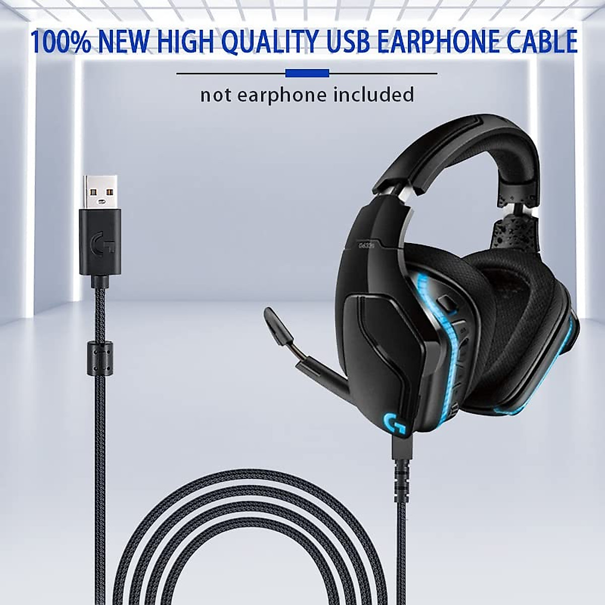 HUYUN 1.8M USB Charging Cable Replacement for Logit G533 G633 G933 Gaming Headset & G502 Hero Lightspeed Mouse