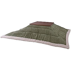 AZUMAYA KK-141KH Kotatsu Futon Comforter Square Shape, Corduroy Fabric with Polyester Material, W75.0 x D75.0 Inches, Home and Living, Khaki Green Color, This Order Comes only Futon Comforter