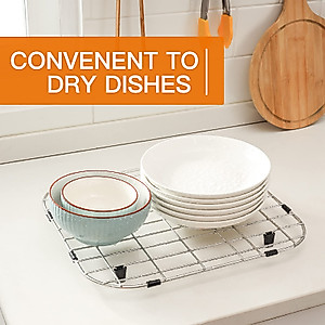 LYFLY 12.6×14.6 inches with Rear Drain for Sink, Kitchen Sink Grid, Stainless Steel sink protector, sink rack, Sink Mat, sink protectors for kitchen sink S-