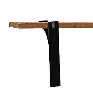 Danya B. BR151004 Floating Rustic Pine Wood Shelf with Metal Brackets - Wall Mounted - Easy to Install