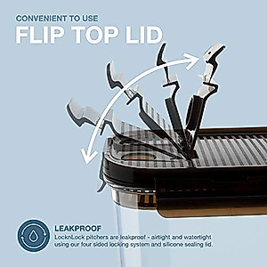 LocknLock Fridge Door Water Jug Pitcher with Handle BPA Free Tritan with Flip Top Lid Perfect for Making Teas and Juices, 2.2 Quarts/70 Ounce, Black,ABF739
