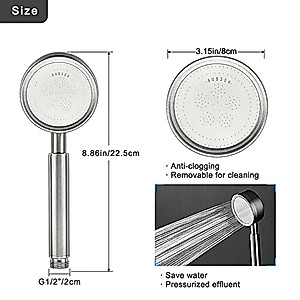 All Metal Shell Handheld Shower, Powerful Handheld Showerhead, OrangeFish Showerhead Replacement SUS304, Anti-Clog Hand Held Showerhead for the Ultimate Shower Experience (ONLY SHOWERHEAD)