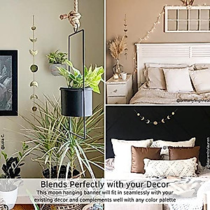 Moon Phase Wall Hanging [Handmade Hammered Gold Metal 7 Moons 34" Banner] Phases of the Moon, Celestial Lunar Decorative Wall Art, Bohemian Aesthetic, Christmas Boho Decor for Living Room Girl Gift