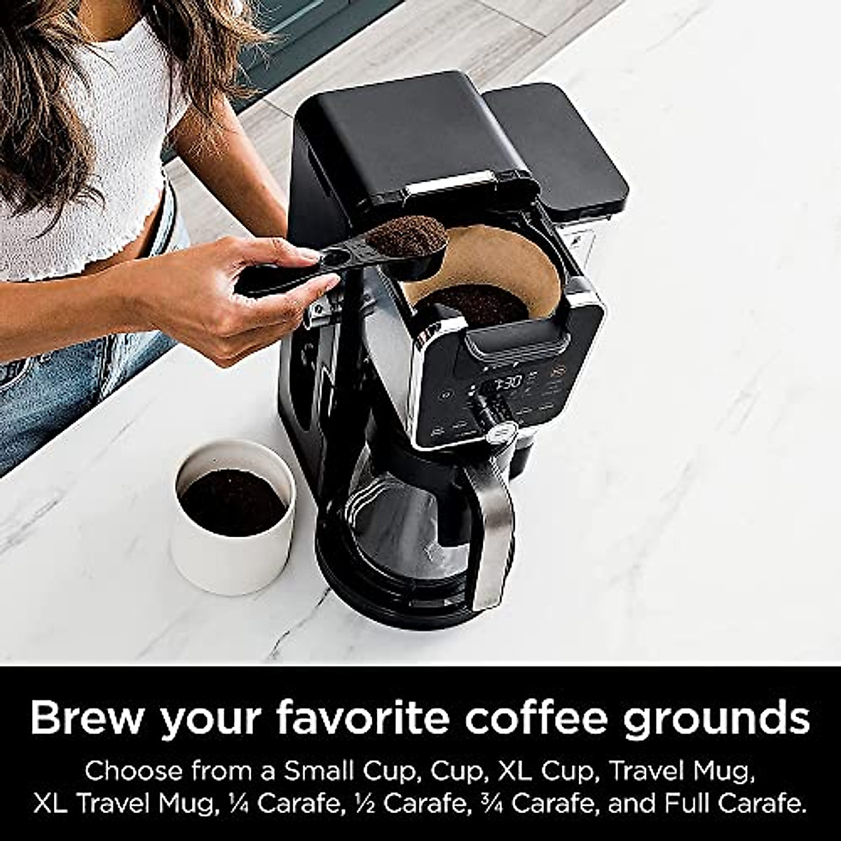 Ninja CFP201 DualBrew 12-Cup Drip Single-Serve Coffee Maker (Renewed) Bundle with Premium 2 YR CPS Enhanced Protection Pack