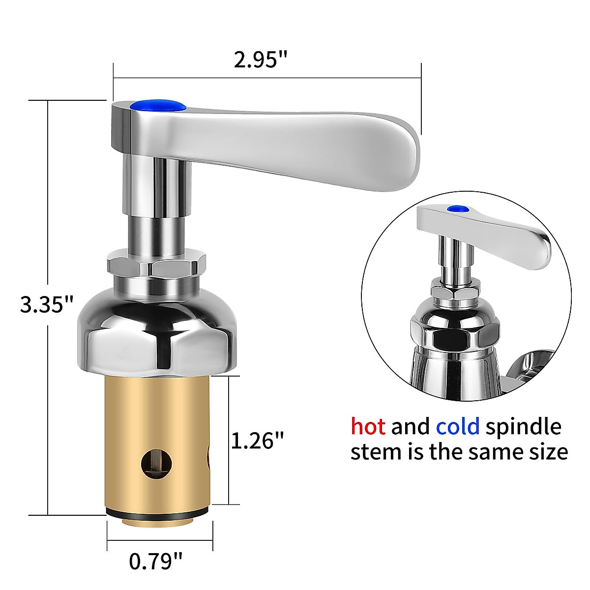 KWODE Replacement Brass Hydraulic Control Spindle Assembly Cartridge Faucet Valve for Bathroom Kitchen Wall Mount Commercial Faucet (1 Pair Hot & Cold)