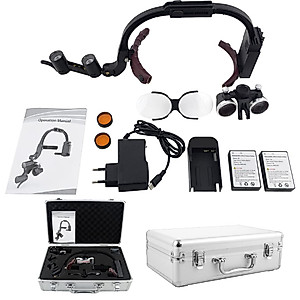 jiabaoyu New Advanced High Performance 3.5X Binocular Loupes Glasses Magnifier with Light Lamp, Adjustable Brightness and Distance, Easy to Mount, High Precision and Good Reliability