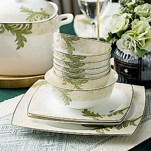 Stylish Dinner Plates,Ceramics Dinner Sets, Cereals Bowl & Soup Pot & Plate | 58 Pieces Bone China Dinnerware Set for Wedding Gifts and Family Gathering