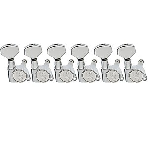 Wilkinson 6 inline E-Z-LOK Guitar Tuners Machine Heads Tuning Pegs Keys Set for Fender Stratocaster/Telecaster Electric Guitar, Chrome
