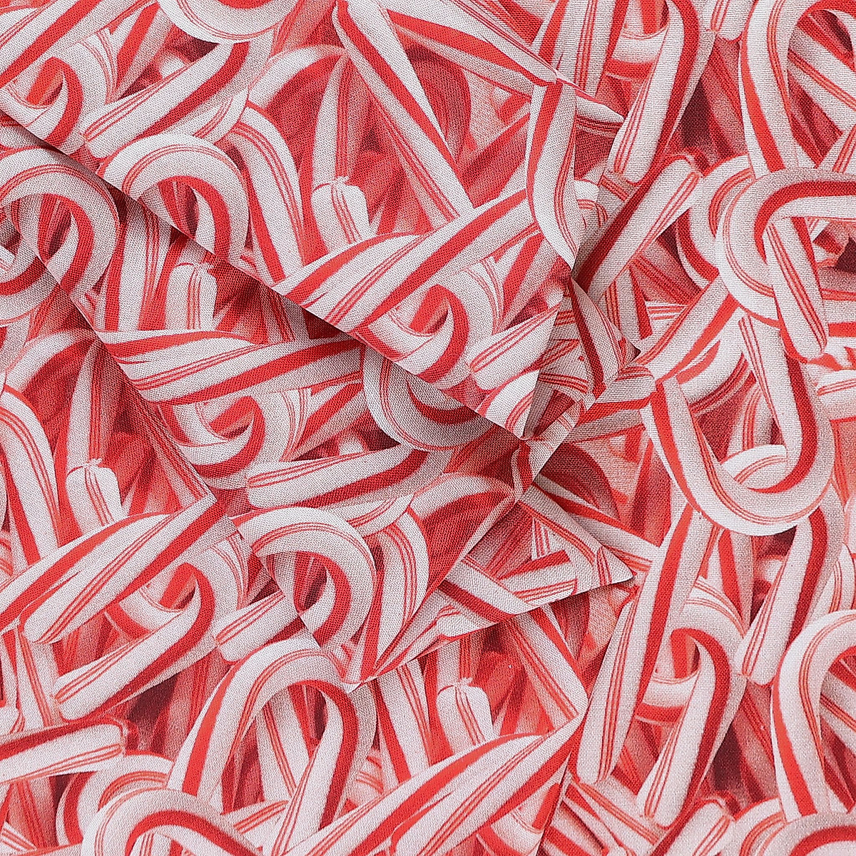 Mook Fabrics Cotton 2024 Christmas Candy Canes, Red Cut by The Yard