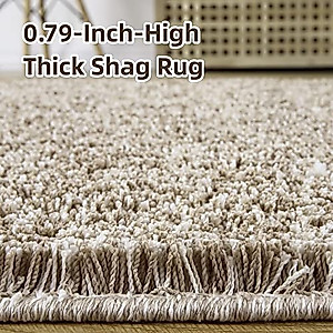GlowSol Fluffy Area Rug for Bedroom Plush Modern Area Rug Shaggy Area Rug for Living Room Soft Thick Fuzzy Rug Non-Shedding Non Slip Shag Rug for Nursery Kids Room Home Decoration, Taupe, 9x12 Feet
