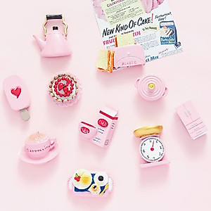 4pcs Pink Decorative Refrigerator Magnet for Home Kitchen Office Whiteboard Locker Decoration - Fake Houseware Fridge Magnet with Simulation Toaster Kettle Pot Fridget, Pink Aesthetics Home Decor