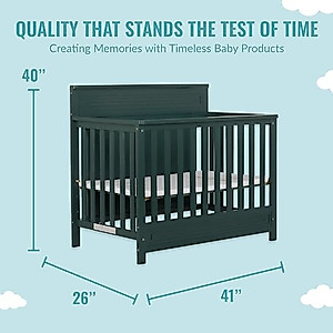 Dream On Me Harbor Full Panel 4-in-1 Convertible Mini Crib in Olive, Water-Based Paint Finish, JPMA Certified, 3-Position Mattress Height Setting, Made of Solid Pinewood