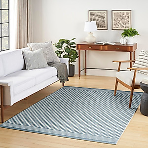 Nourison Casual Blue 5'3" x 7' Area Rug Easy Clean, Non Shedding, Bed Room, Living Room, Dining Room, Kitchen (5' x 7')