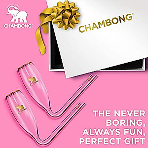 Chambong Champagne Glass - Unique Gifts for Bachelorette Party Favors, Engagement Gifts & White Elephant Gifts - Party Style Champagne Glasses - (Glass, 6 oz. 2-Pc Set)