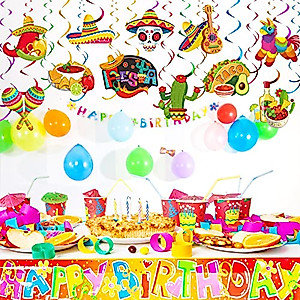 Sepamoon 51 Pcs Mexican Fiesta Hanging Swirl Decorations Cinco De Mayo Party Supplies Taco Twosday Bout a Birthday Theme Ceiling Decoration Boys Girls Shower