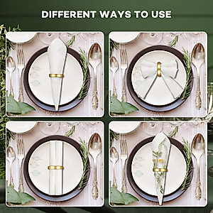 Stainless Steel Napkin Rings Metal Napkin Ring Holders Modern Ring Holder Serviette Buckles Metallic Adornment for Table Settings Kitchen Dinner Party Wedding (Matte Gold Semicircle,20 Pcs)