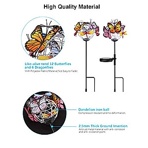 Aiscool Solar Lights Outdoor Butterfly Lights Garden Decorative Solar Stake Lights with Butterflies Decor Powered Waterproof for Garden Yard Pathway 2 Pack