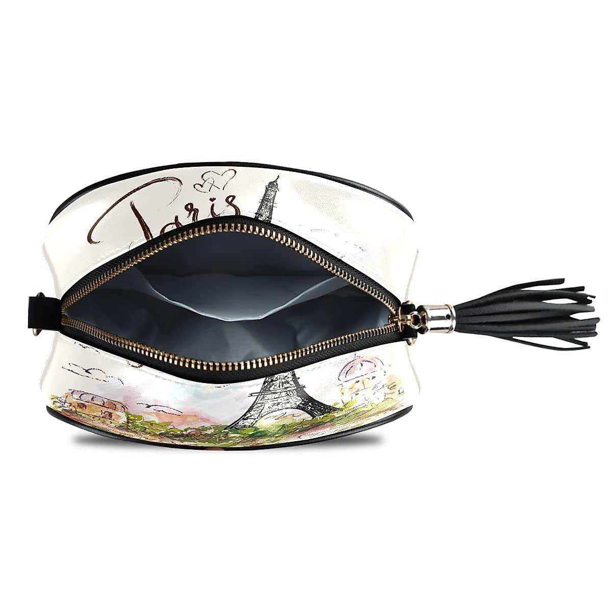 ALAZA Watercolor Paris Eiffel Tower PU Leather Small Women Crossbody Shoulder Bag Purse Wallet with Adjustable Chain Strap