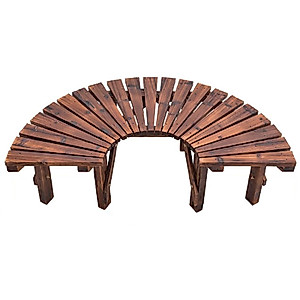 HM&DX Wooden Semicircular Garden Bench,Weatherproof Smooth Surface Outdoor Benches,Tree Bench Wrap Around Park Bench for Park Yard Patio Deck Lawn, 300kg Weight Capacity