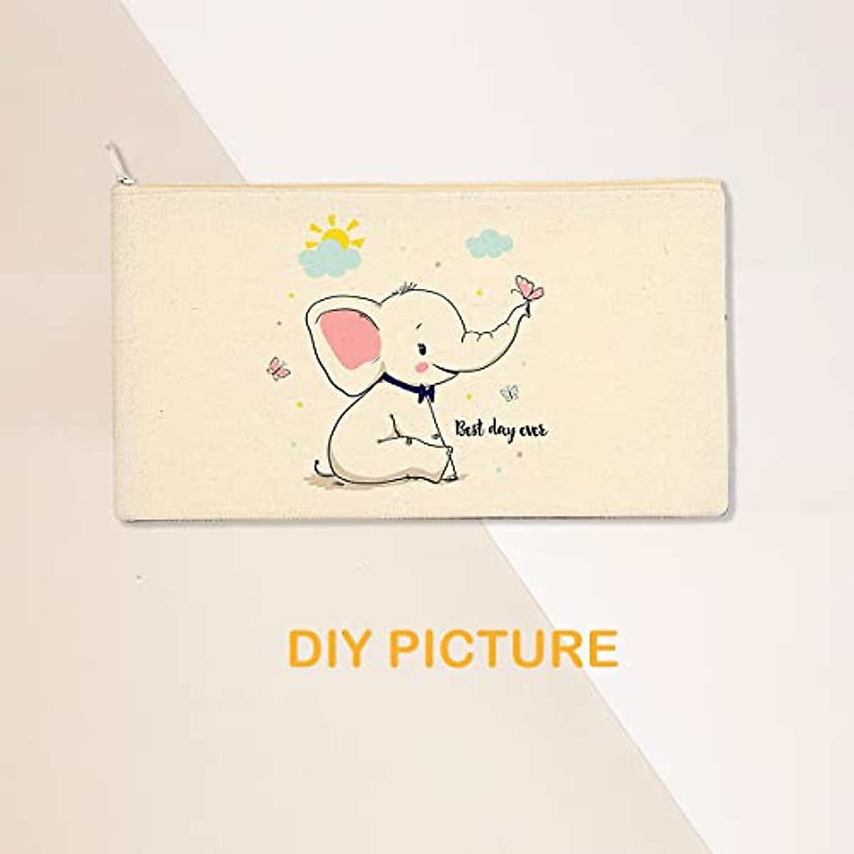 Blank DIY Craft Bag Canvas Zipper Bags 10 Pack Zipper Canvas Pen Pencil Case Multipurpose Makeup Bags Cosmetic Bag Travel Toiletry Pouch for Storage Small Items Travel Party Gift (White 8.3X4.8inch)