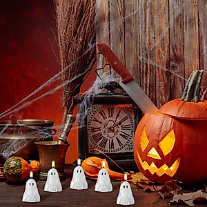 10 Pieces Halloween Ghost Candles Burning Candles Soy Wax White Halloween Decor Candles for Halloween Party Decorations, Pumpkin