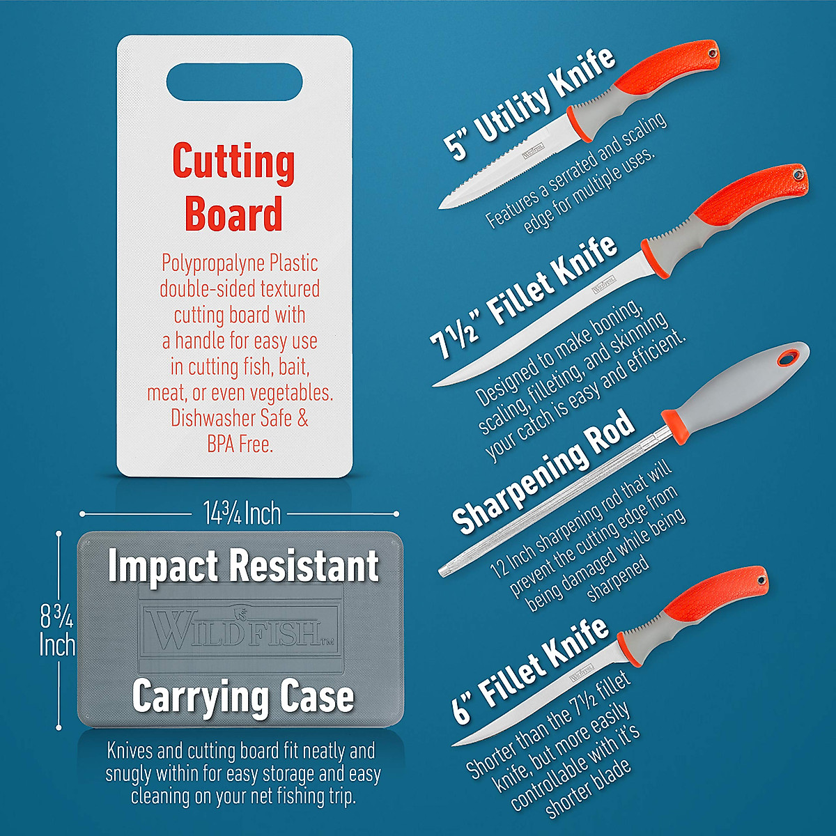Wild Fish 6-peice Fish Fillet Set, Multipurpose Set Ideal for Cleaning Fish and Many Other Kitchen Tasks