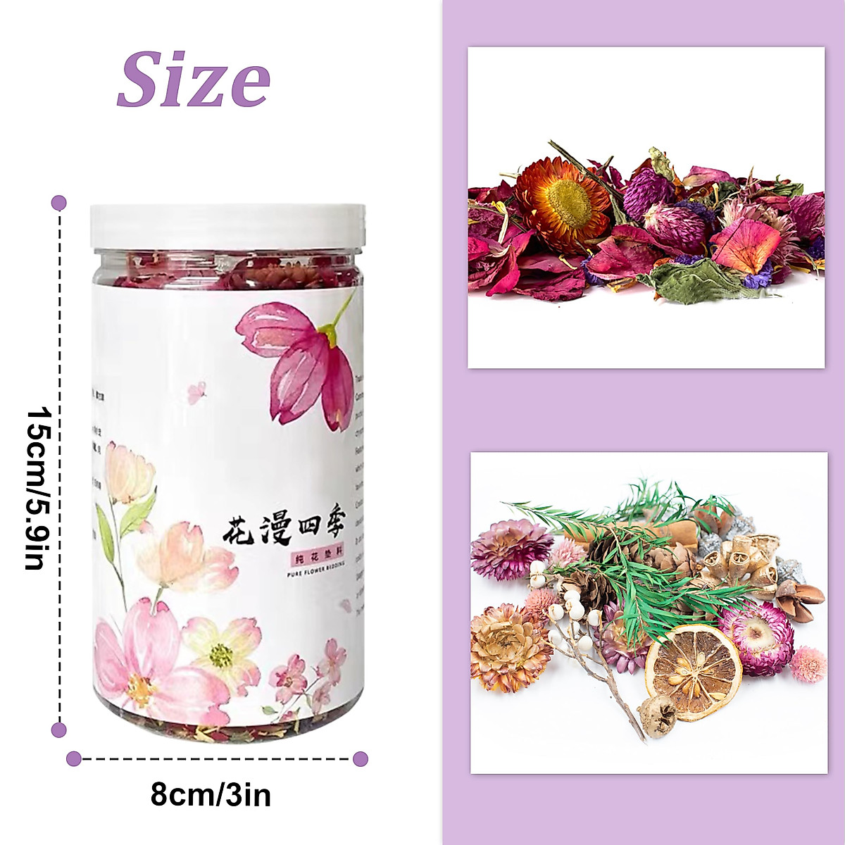 5.5 Oz Natural Flower & Herb Hamster Bedding, Small Animal Soft Flower and Dried Fruit for Hamster Cages and Habitat Decor, Flower Bedding Odor Control for Hamster Chinchilla and Other Small Pet