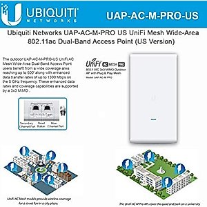 UniFi Mesh AC Pro UAP-AC-M-PRO-US 802.11AC 3x3 MIMO Outdoor Wi-Fi Access Point Wide-Area Dual-Band AP
