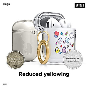 elago BT21 Case Compatible with Apple AirPods Case 1 & 2, Clear Case with Keychain, Reduced Yellowing and Smudging, Supports Wireless Charging [Official Merchandise] [7FLAVORS]