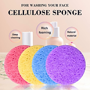 Facial Sponges Compressed Natural Cellulose Sponge Spunspon Round/Heart Shape Face Sponge for Face Cleansing Exfoliating and Makeup Removal 100 Count / 2 - Pack, Pink