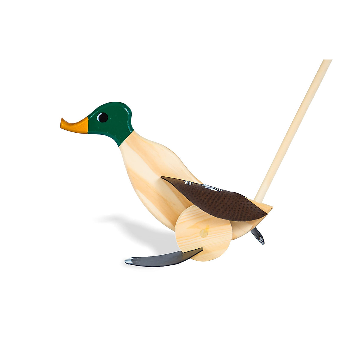 Wooden Push Toy Duck (Dark Green) - 18 Months to 3 Years Old - Walking Toddler Toys Preschool Learning Activities Walking Baby Toys Learning Toys for Toddlers Develops Motor Skills