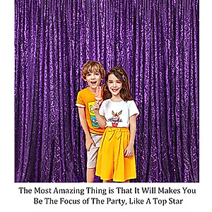 Pardecor Sequin Curtains Panels Sequin Backdrop Curtain Glitter Curtains Sparkle Photo Booth Backdrop Shimmer Backdrop for Parties Wedding Backdrop (2pc 2ftx7ft, Royal Purple)