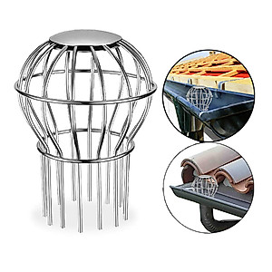 11Pcs Gutter Guard Downspout Leaf Filter Set, Aulufft 3 Inch 304 Stainless Steel Seeds Debris Down Pipe Gutter Balloon Guard Filter Strainer Gutter Protector Cleaner