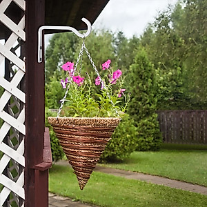 YIBOT 6 Inch Heavy Duty Outdoor Plant Hangers for Hanging Baskets, Iron Hanging Plant Holder,Metal Plant Hooks Plant Wall Hooks for Hanging Lantern, Bird Feeder(2 Pack,White)