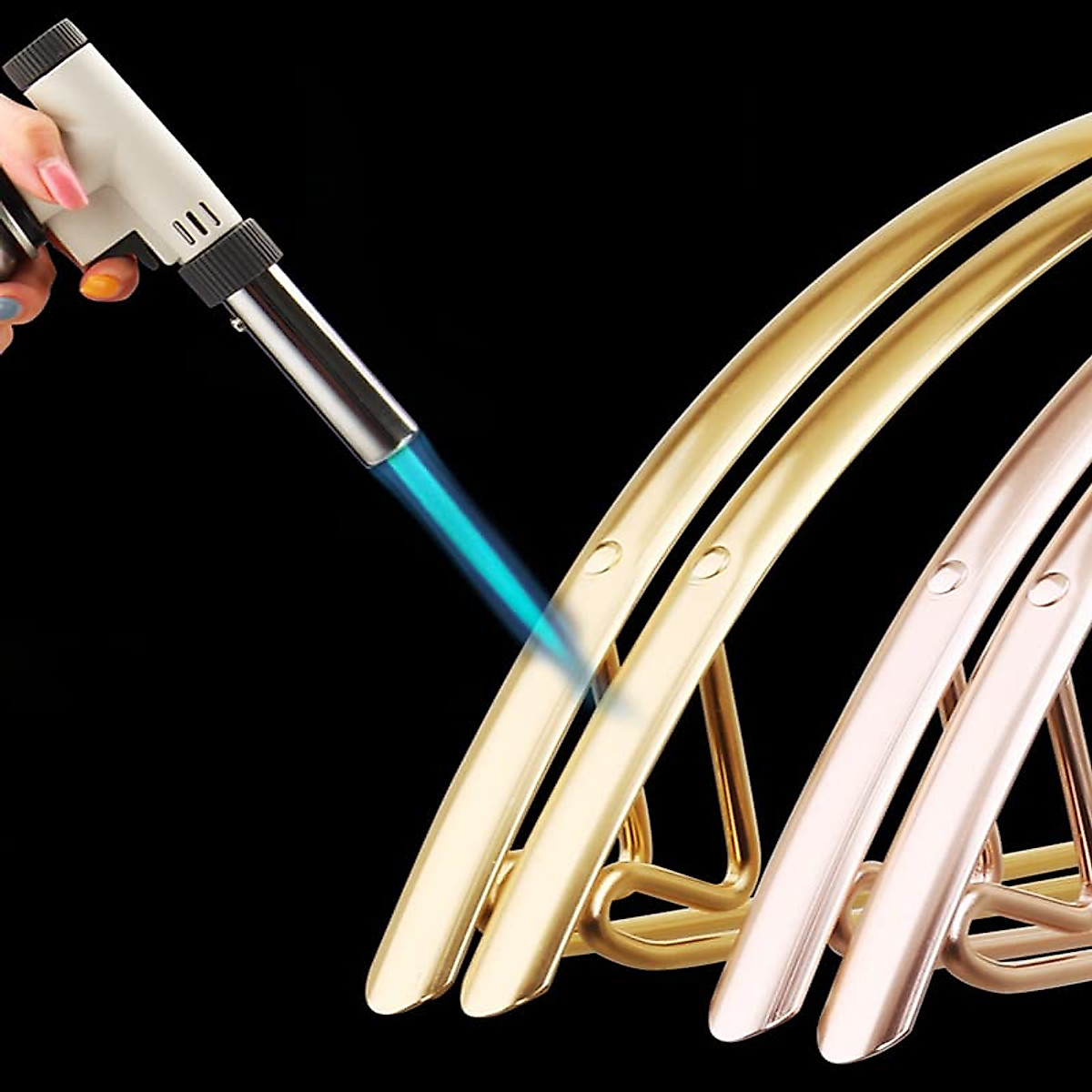 5PCS Clothes Hangers, No Shoulder Bumps Suit Hangers, No Mark Non-Slip Aluminum Alloy T-Shirt Hanger, Space Saving Rounded Hangers for Coat, Sweater, Jackets, Pants (2.0 cm, Gold)