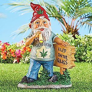 Collections Etc Solar Powered Keep On The Grass Pot Smoking Garden Gnome