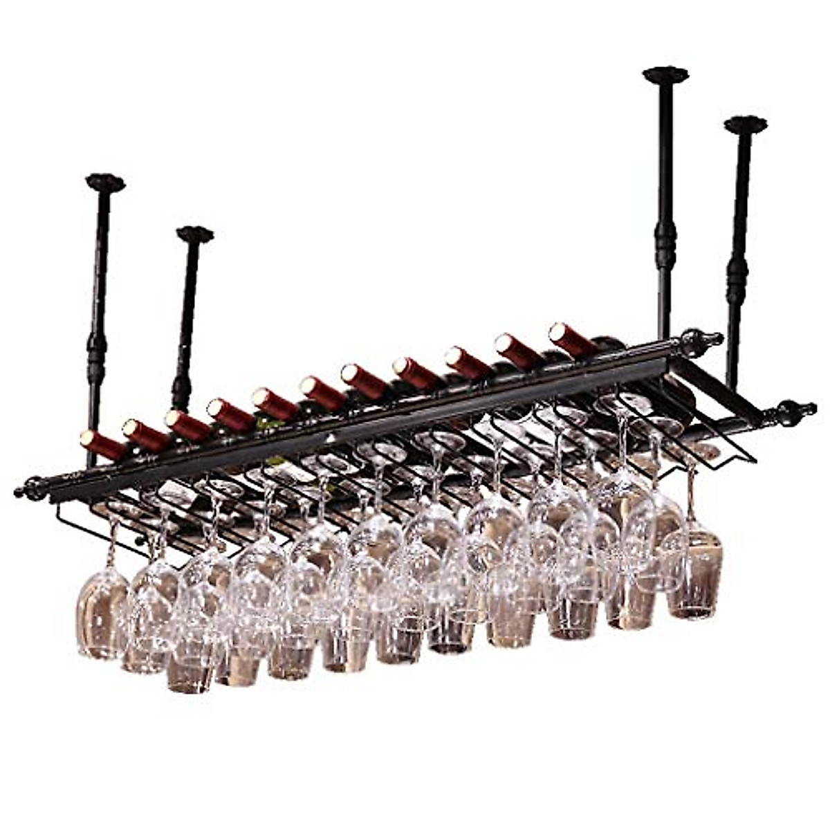 Stylish Simplicity Industrial Wine Glass Stylish Simplicity Frame Retro Iron Inverted High Glass Cup Holder Kitchen or Office Tableware Bottle Holder Wine Glass Holder Height Adjustable Bar Floating