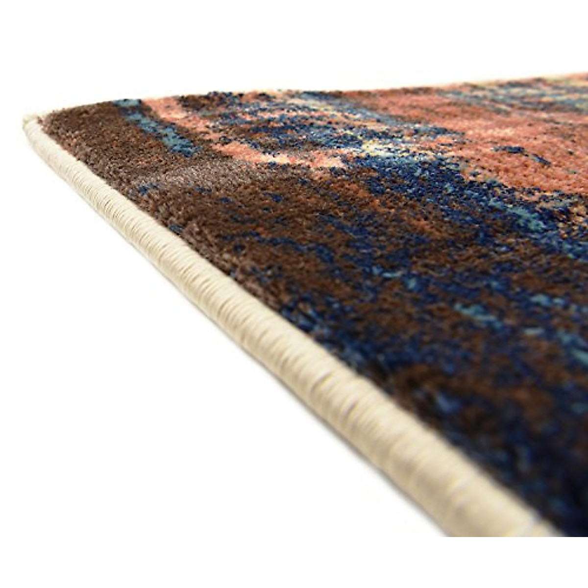 Unique Loom Mystic Collection Over-Dyed Abstract, Mid-Century Modern, Rustic Area Rug, 2' 0" x 6' 0", Peach/Beige