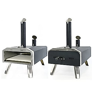 BNDHKR Outdoor Wood Fired Pizza Oven，Portable Stainless Steel Wood Pellet Pizza Oven，Backyard Pizza Grill with 12 Inch Pizza Stone