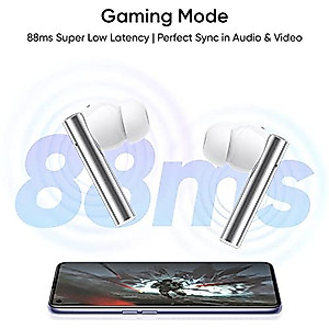 realme Active Noise Cancelling Wireless Earbuds, Buds Air 2 Hybrid ANC in Ear Headphones, Bluetooth 5.2 IPX5 Stereo Earphones, 10mm Hi-Fi Bass Boost Driver, USB C, Smart Touch Control, White