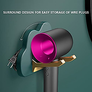 Sluoch Adhesive Hair Dryer Holder - Stick on Wall or Wall Mount Bathroom Hair Blow Dryer Rack Organizer Compatible with Hair Dryers (White)