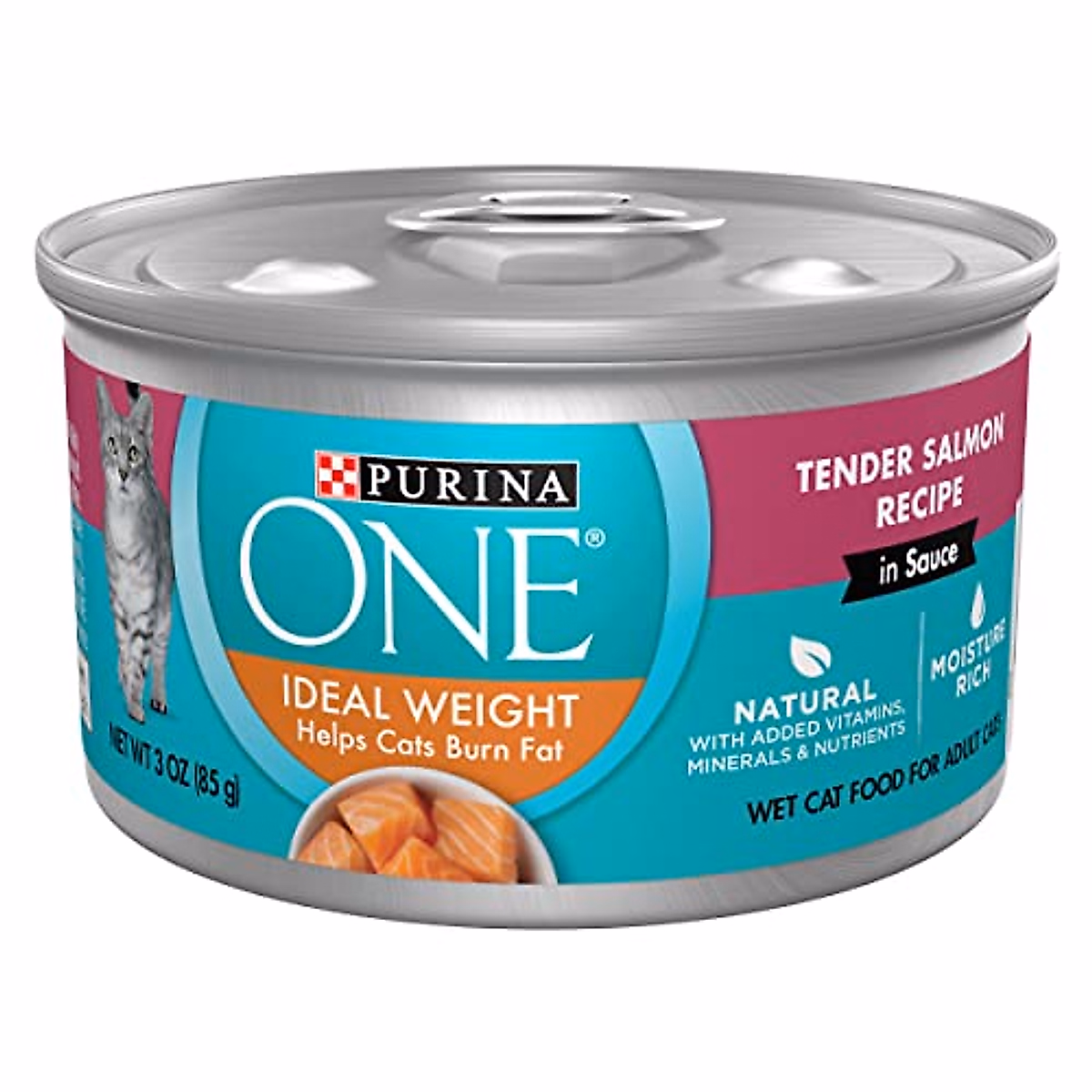 Purina ONE Natural Weight Control Wet Cat Food, Ideal Weight Tender Salmon Recipe - (24) 3 Oz. Pull-Top Cans