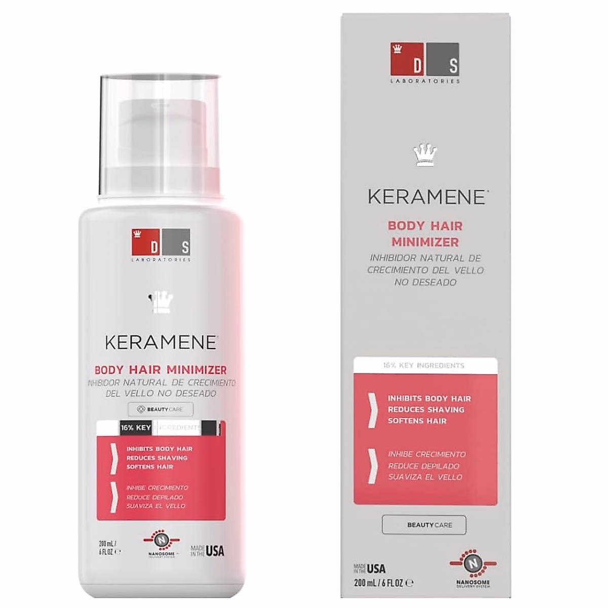 Keramene Hair Growth Inhibitor by DS Laboratories - Minimize Unwanted Hair Growth on Face and Body, Slows Regrowth, Paraben-Free