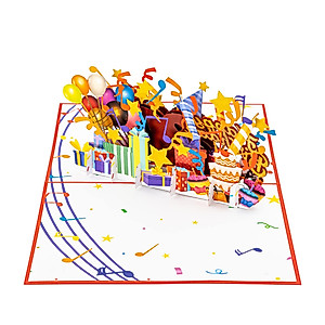 iGifts And Cards Happy 89th Red Birthday 3D Pop Up Greeting Card – Awesome 89 Birthday Card For Woman, Man, Happy Eighty Nine Birthday Gift For Mom, Dad, Wife, Husband Present, 5" X 7"